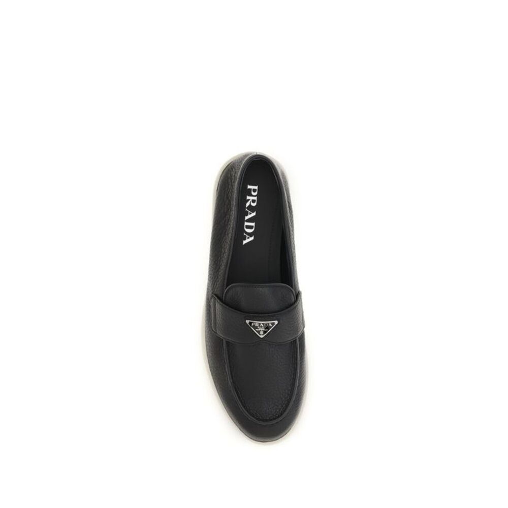 Prada | Shoes | Prada Black Calf Leather Bos Taurus Slipon Mens Loafers ...